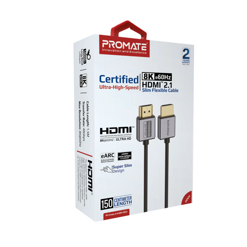 Promate Ultra High-Speed 8K@60Hz HDMI 2.1 Cable, 5M Cable Length - Radox Technology